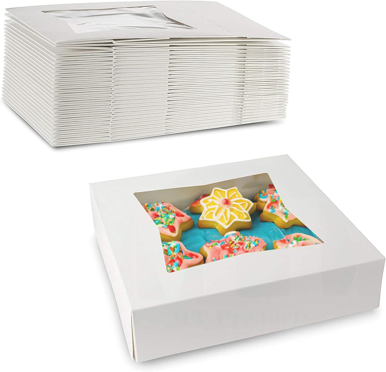 MT Products White Cookie Boxes, 8" x 8" x 2.5" Bakery Boxes | Wayfair